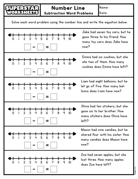 Number Lines Superstar Worksheets