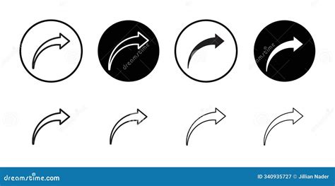 Curved Arrow Icon Isolated Flat Vector In Outline