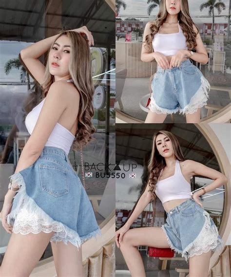 กางเกงยีนส์ขาสั้น ผ้าไม่ยืด กางเกงยีนส์แฟชั่นนำเข้า