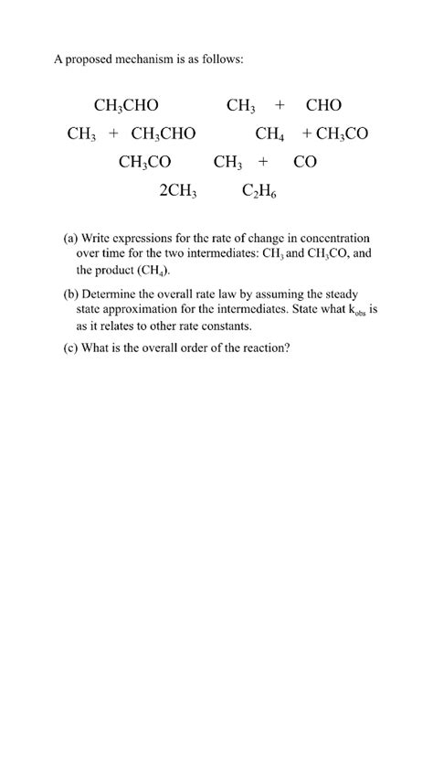 Solved A Proposed Mechanism Is As Follows Ch Cho Ch Chegg Com