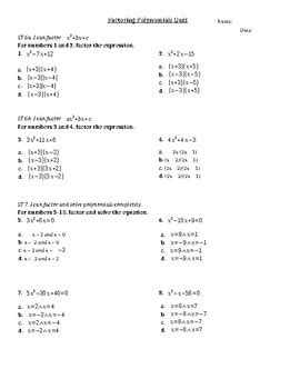 PDF Télécharger chapter test polynomials and factoring Gratuit PDF PDFprof com