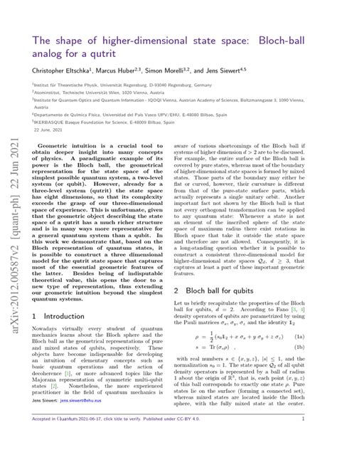 The Shape Of Higher Dimensional State Space Bloch Ball Pdf
