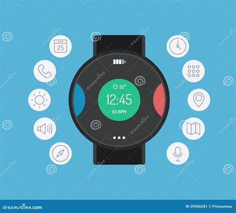 Smart Watch Design Flat Illustration Concept Stock Vector Illustration Of Elements Internet