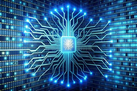 Neural Network Representation Of Ai With Binary Code And Data Transmission Stock Illustration
