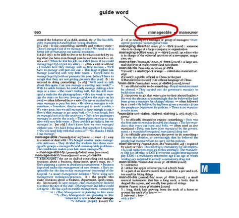 Dictionary Page Guide Words