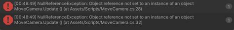 script attached to cinemachine camera throwing nullreferenceexception even though it doesn t