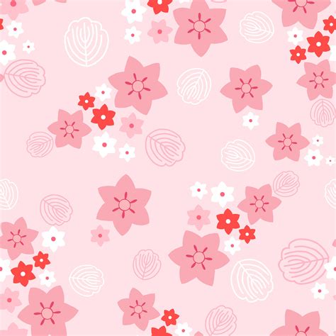 Seamless Background Of Pink Sakura Blossom Or Japanese Flowering Cherry Spring Flowers Leaves