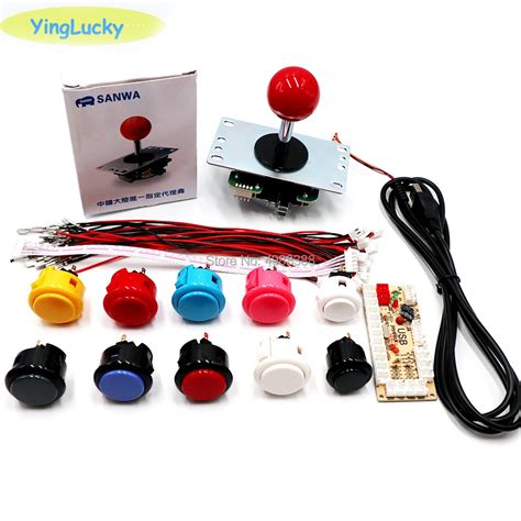 아케이드 Diy 키트 아케이드 조이스틱 Diy 키트 Usb Pc 인코더 Sanwa 조이스틱 Sanwa 푸시 버튼 아케이드 마메 및 라즈베리 파이 3b조이스틱