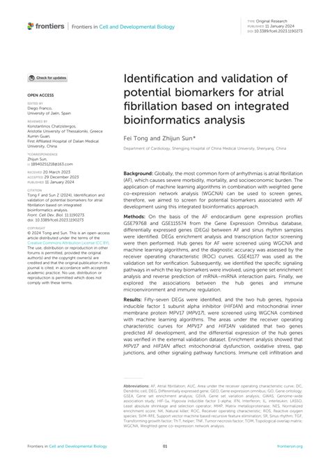 Pdf Identification And Validation Of Potential Biomarkers For Atrial Fibrillation Based On