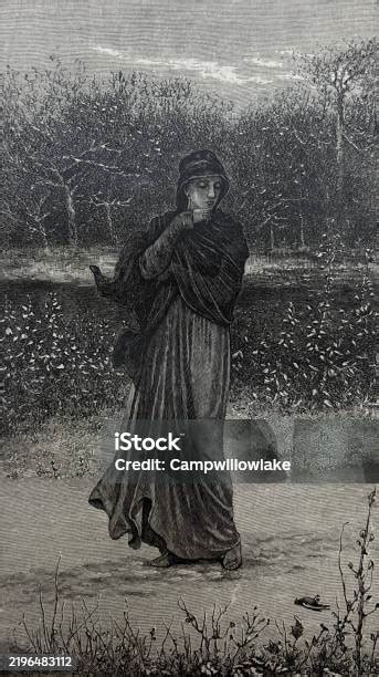 골동품 일러스트레이션 겨울에 야외에서 여성의 그림 예술가 Gh Boughton의 겨울 여자에 대한 스톡 벡터 아트 및 기타 이미지 Istock