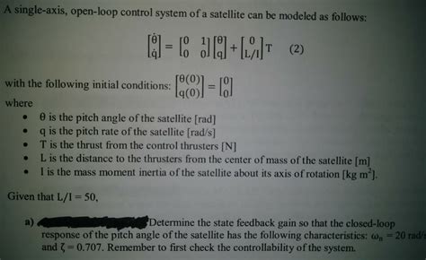 Solved A Single Axis Open Loop Control System Of A