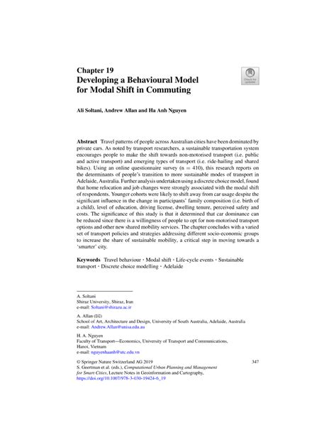 Pdf Developing A Behavioural Model For Modal Shift In Commuting
