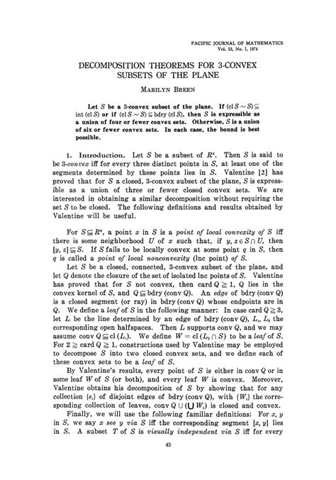 Pdf Decomposition Theorems For 3 Convex Subsets Of The Plane