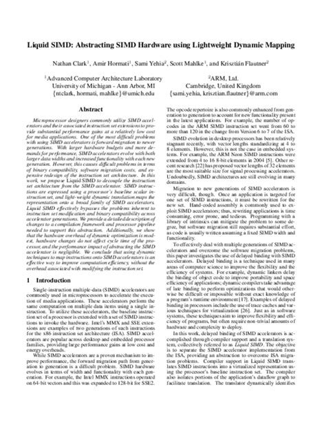 Pdf Liquid Simd Abstracting Simd Hardware Using Lightweight Dynamic Mapping