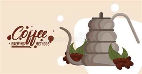 Gooseneck Kettle Coffee Brewing Method Stock Vector Illustration Of