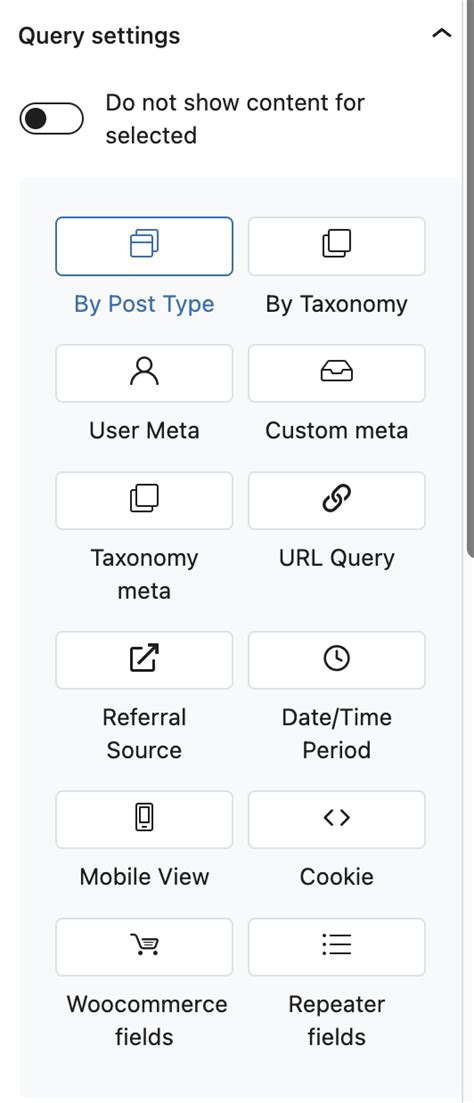 Visibility Options Greenshift