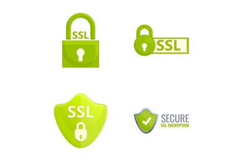 Ssl Secure Icons Set Cartoon Vector Secure Sockets Layer Ce