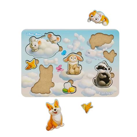 Маленька деревяна вкладка Звірі на хмарах 1 Оптом від Віробника — Купити Гуртом в Україні