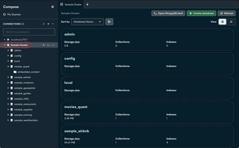 在compass中管理数据库 Mongodb Compass Mongodb 文档