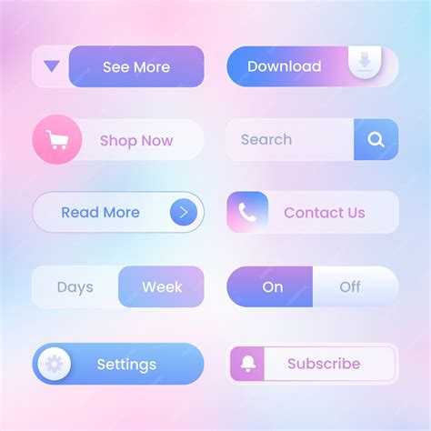 현실적인 Ui 버튼 컬렉션 프리미엄 벡터