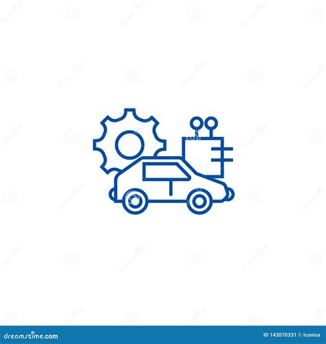 Automated Car Line Icon Concept Automated Car Flat Vector Symbol Sign