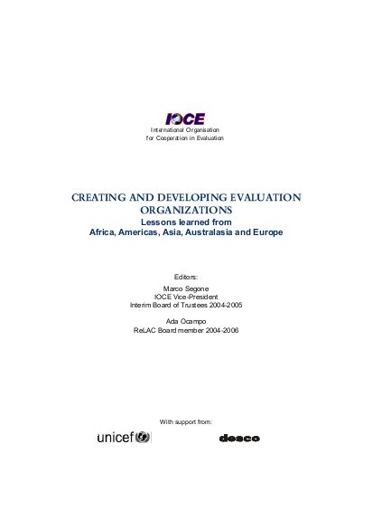 Creating And Developing Evaluation Organizations Lessons Learned From Africa Americas Asia