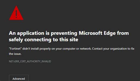 Is There A Work Around For This Type Of Ssl Error Fortinet Community
