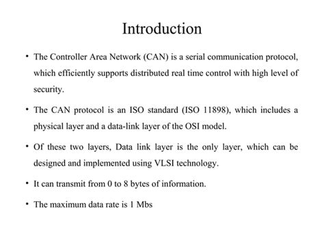 Controller Area Network Protocol Ppt Computer Networking Computing