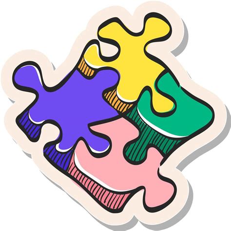 Hand Drawn Puzzle Icon In Sticker Style Vector Illustration 39357645 Vector Art At Vecteezy