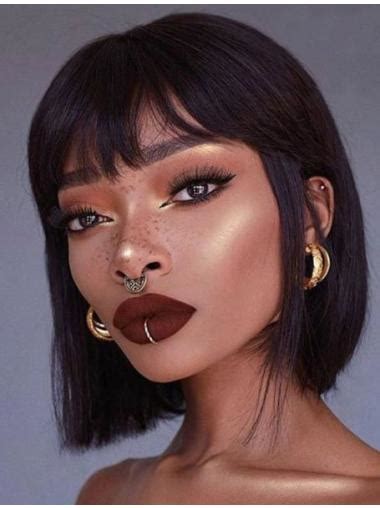 Human Hair Bob Wigs For African American Lace Front 10 Black Wigs