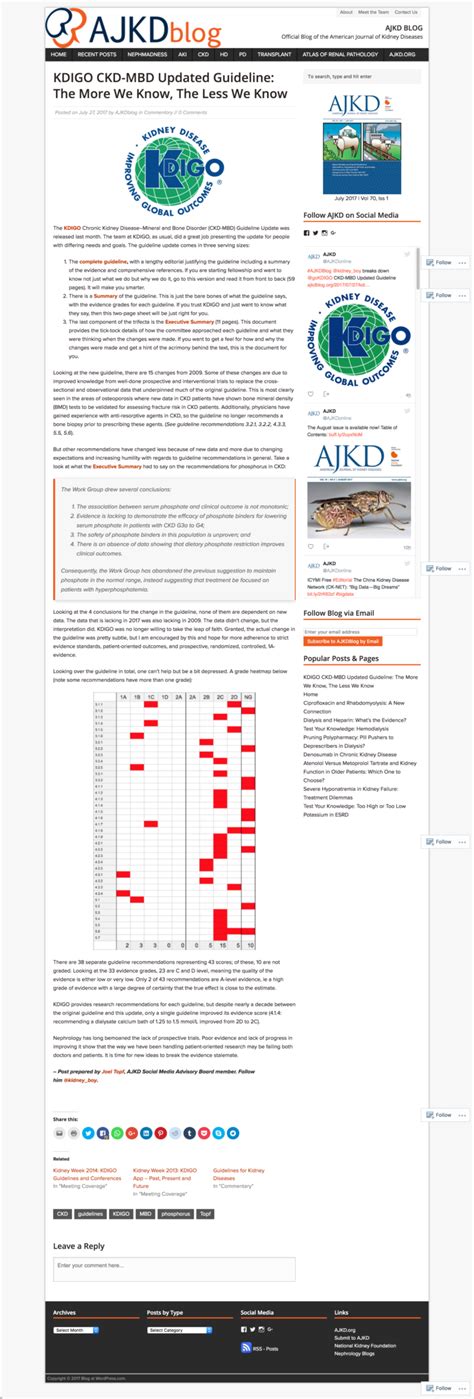 Kdigo Ckd Mbd Updated Guideline The More We Know The Less We Know Kdigo