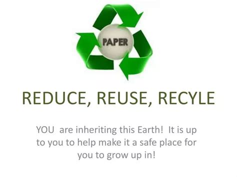 PPT REDUCE REUSE RECYLE PowerPoint Presentation Free Download ID 2336514
