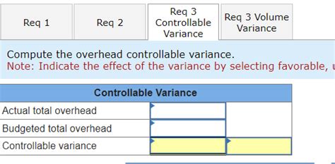 Solved Compute The Overhead Controllable Variance Note