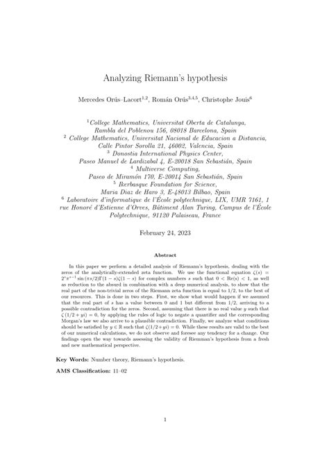 pdf analyzing riemann s hypothesis