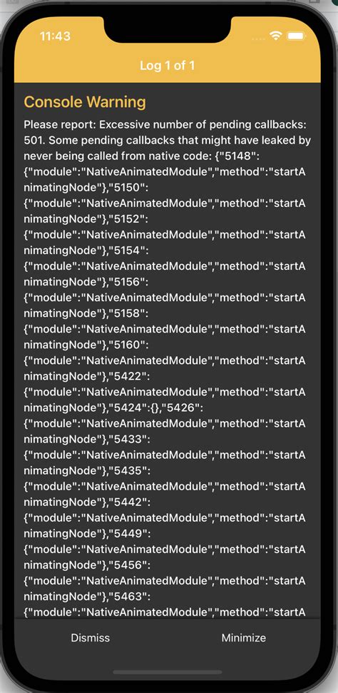 Please Report Excessive Number Of Pending Callbacks 501 · Issue 2171 · Wixreact Native