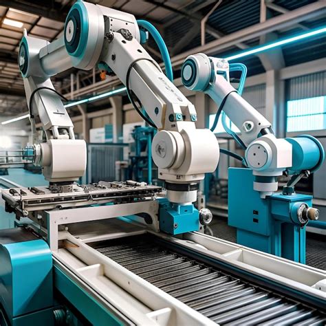 Two Industrial Robotic Arms Working In A Factory Setting Demonstrating
