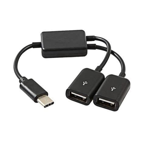 Cabo Hub Splitter Otg Tipo C Para 2 Portas Usb 3 0 Pendrive Mouse