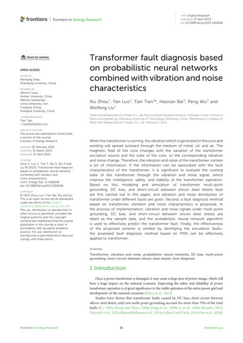 PDF Transformer Fault Diagnosis Based On Probabilistic Neural Networks Combined With Vibration