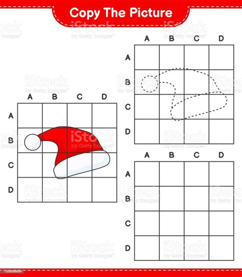 그림을 복사 그리드 라인을 사용하여 산타 모자의 사진을 복사합니다 교육 어린이 게임 인쇄 워크 시트 벡터 일러스트레이션 0명에 대한 스톡 벡터 아트 및 기타 이미지 Istock