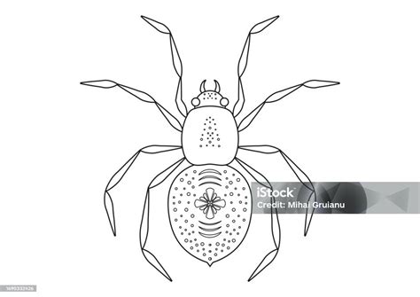 흑백 거미 클립 아트 벡터는 흰색 배경에 분리되어 있습니다 거미의 색칠 공부 페이지 가마솥에 대한 스톡 벡터 아트 및 기타 이미지 가마솥 거미 공포 무서움 Istock