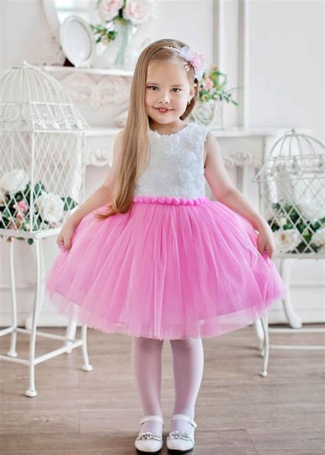 Платье детское белое с розовым Лиола.рф | Flower girl dresses, Tulle ...