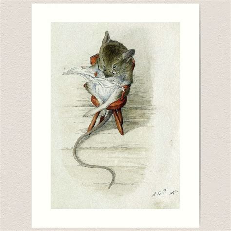 Mouse Reading Newspaper Beatrix Potter Art Print In 2025 Beatrix