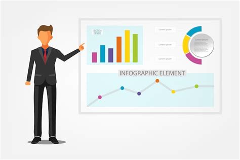 Premium Vector Businessman Giving A Presentation With A Chart Statistic