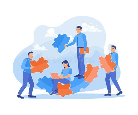 people connect puzzle elements symbol of teamwork in solving problems stock vector