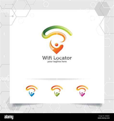 Wifi Locator Logo With Modern Glossy Design Map Pointer And Wifi