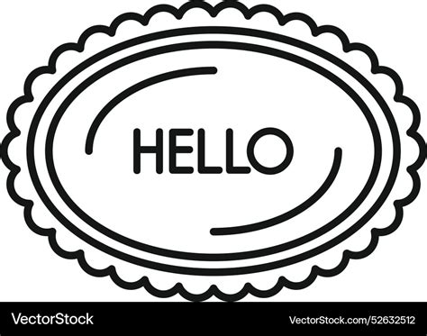 Hello Sign With Oval Frame Showing Greeting Vector Image