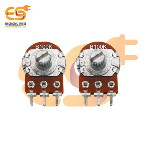 Buy 100k Dual Gang Rotary Potentiometer Round Shaft Handle 6 Pin Pack