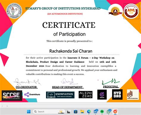 Sai Charan Rachakonda On Linkedin Thrilled To Share That I Successfully Participated In An