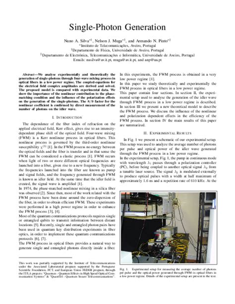 Pdf Single Photon Generation