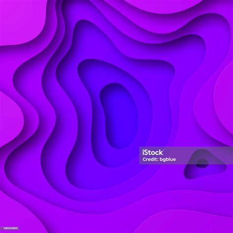 종이 컷 배경 보라색 추상파 모양 트렌디 한 3d 디자인 0명에 대한 스톡 벡터 아트 및 기타 이미지 0명 3차원 형태 곡선 Istock